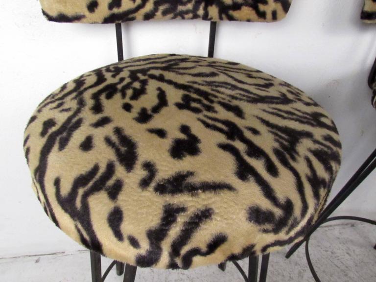 Four Mid-Century Leopard Print Stools at 1stDibs