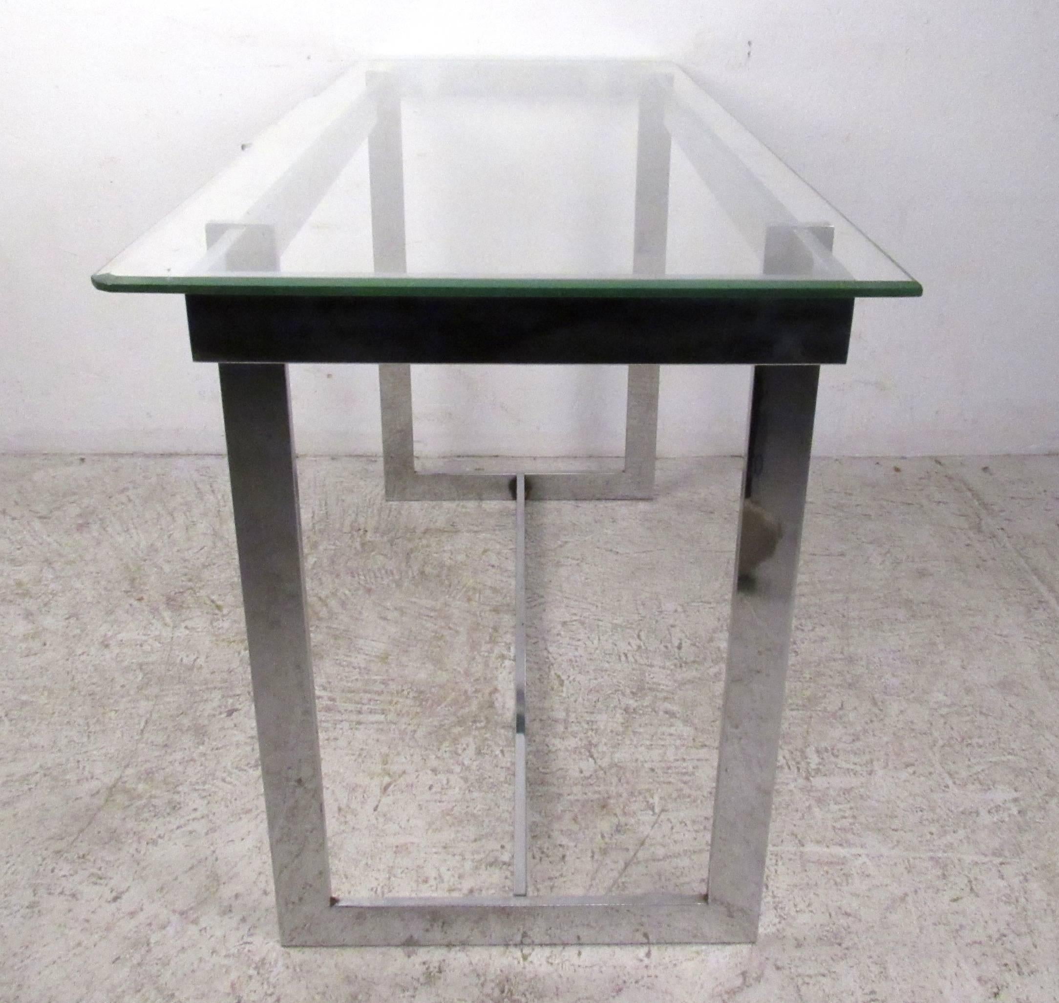 Mid-Century Chrome and Glass Console Table For Sale at 1stDibs