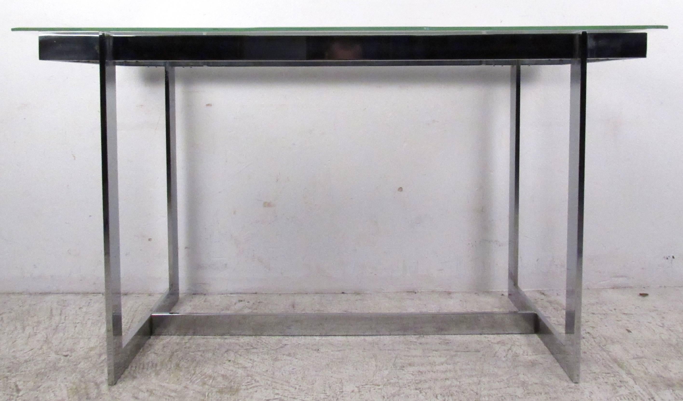 Mid-Century Chrome and Glass Console Table For Sale at 1stDibs