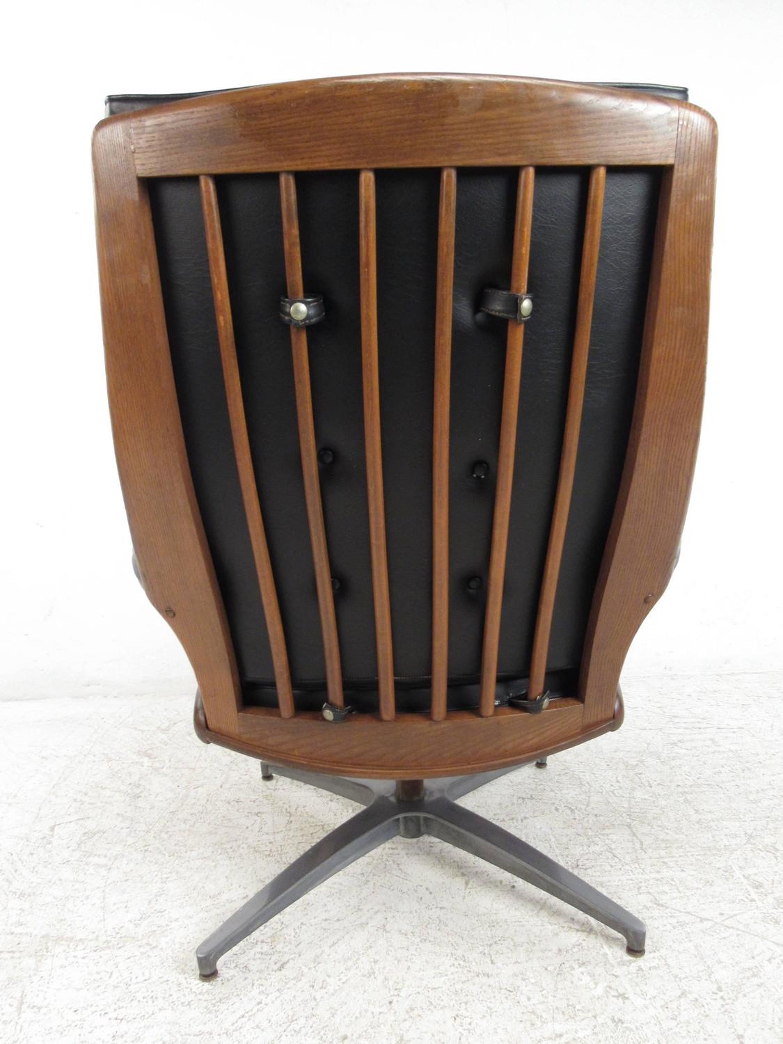 Heywood-Wakefield Swivel Lounge Chair with Ottoman at 1stdibs