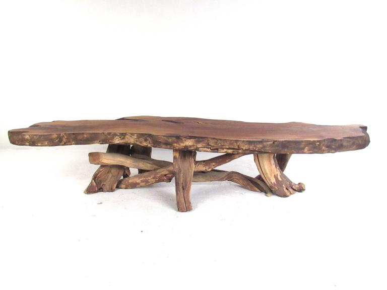 Vintage Rustic Freeform Tree Slab Coffee Table at 1stDibs