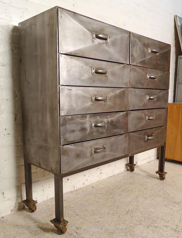Unique Industrial Ten-Drawer Metal Cabinet For Sale at 1stDibs