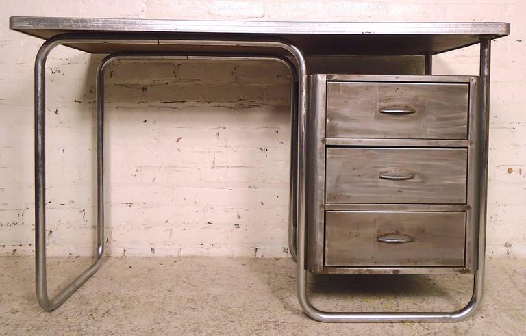Refinished Vintage Metal Desk at 1stDibs