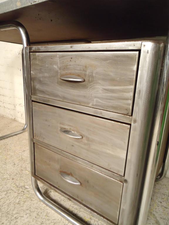 Refinished Vintage Metal Desk at 1stDibs