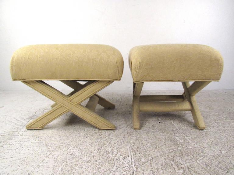 Pair of Vintage "X" Frame Upholstered Ottomans For Sale at 1stDibs | x ...