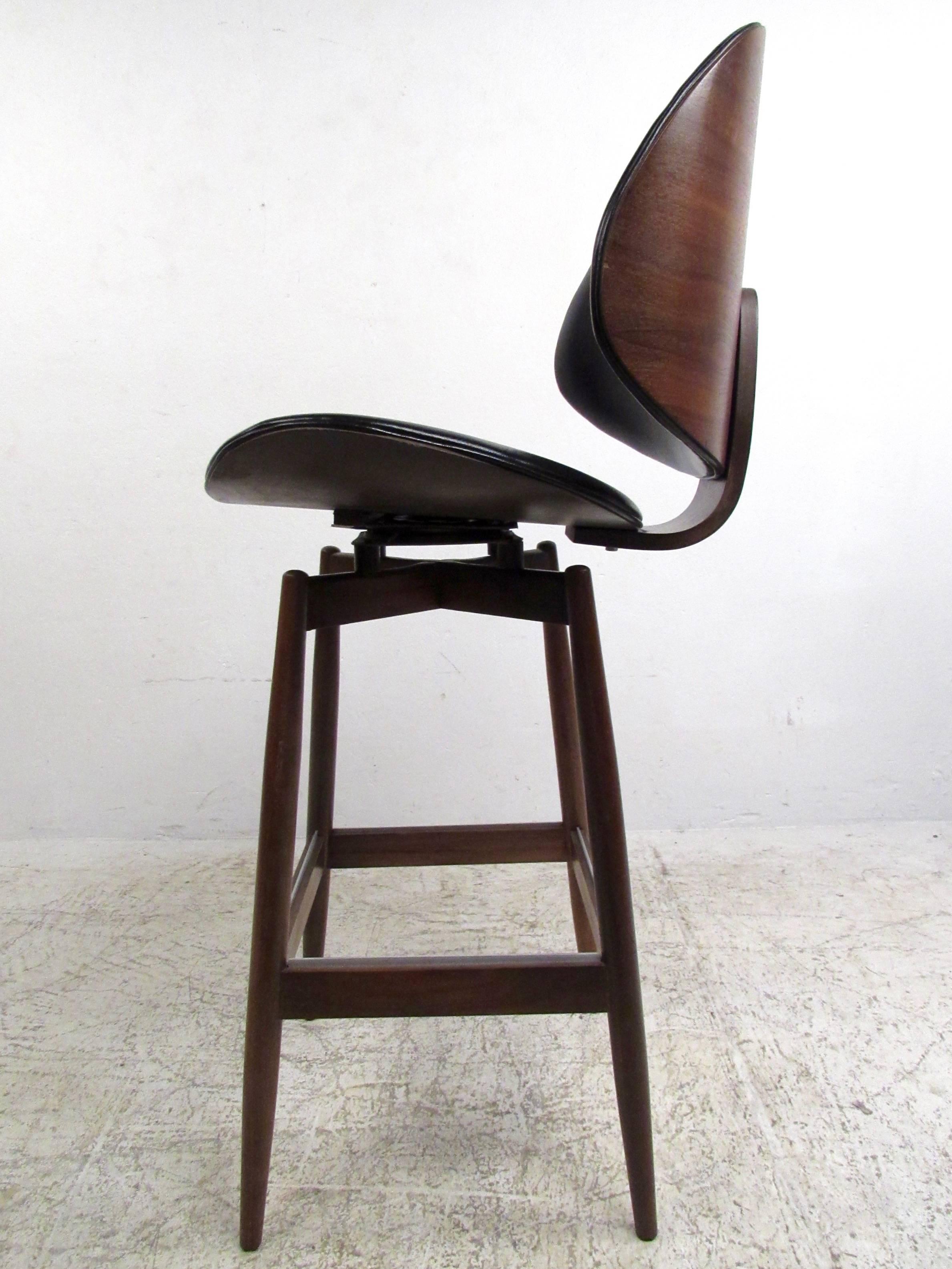 Set of Three Mid-Century Modern Clamshell Kodawood Stools at 1stDibs