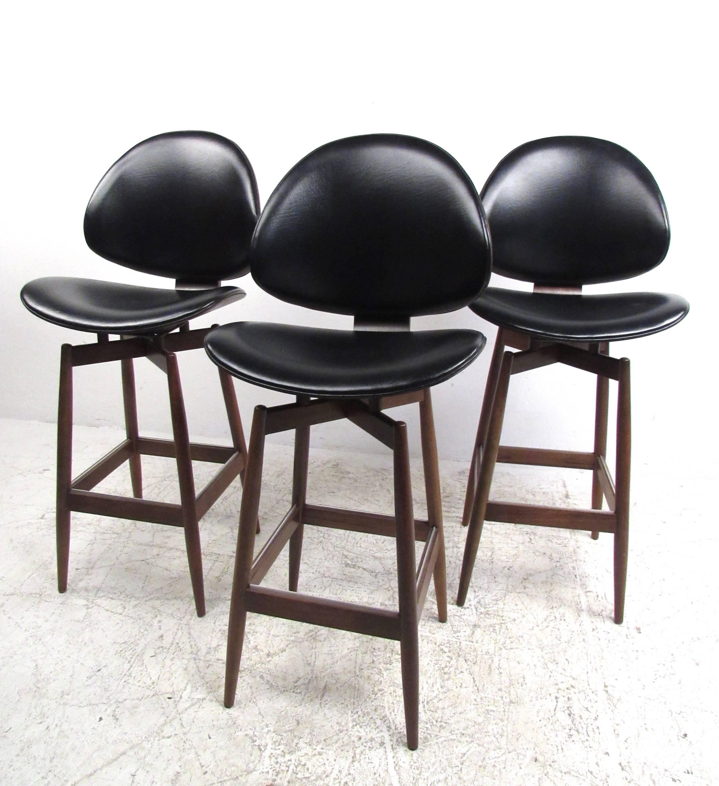 Set of Three Mid-Century Modern Clamshell Kodawood Stools at 1stDibs