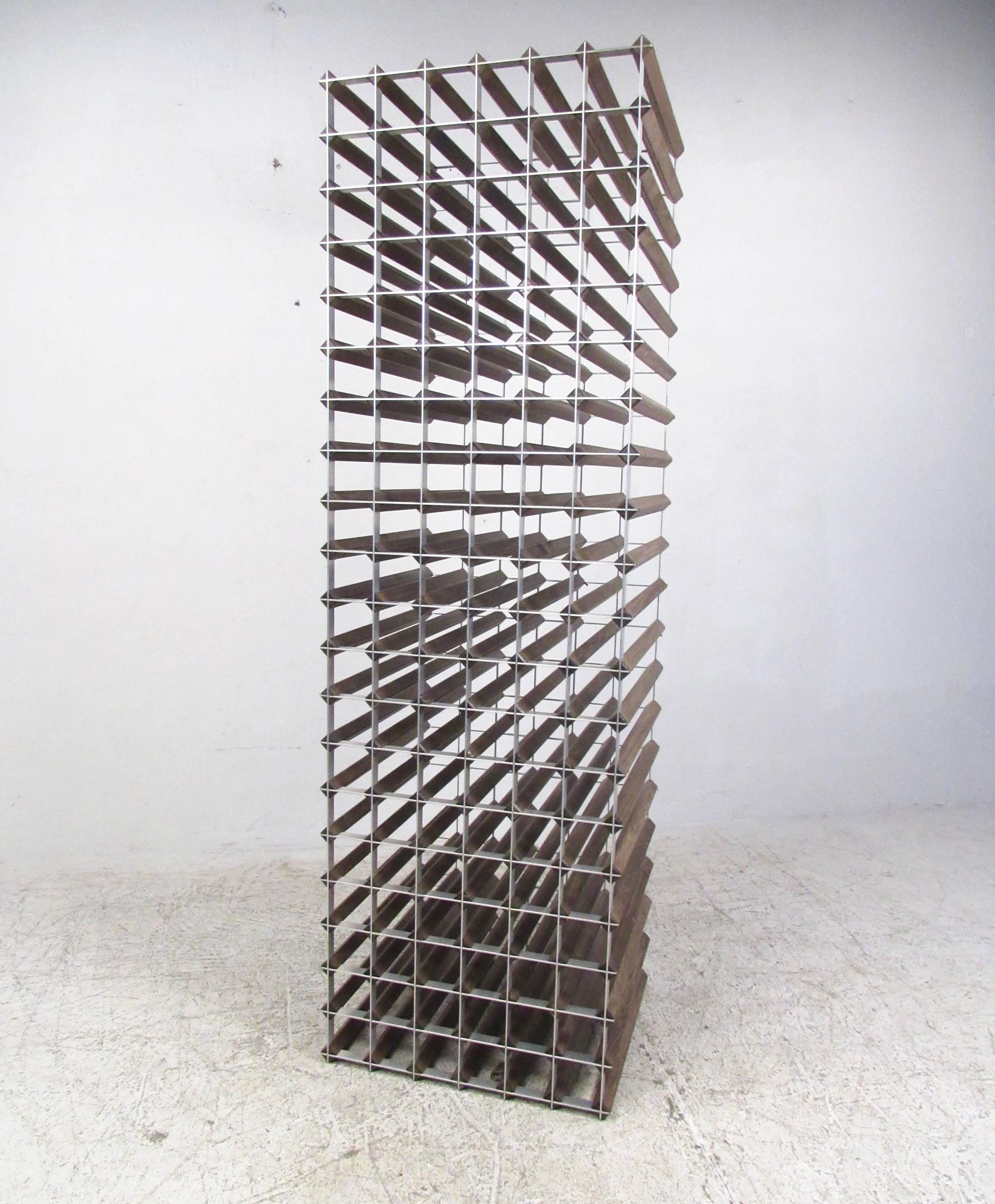 Stylish Mid-Century Modern Style Wood and Metal Wine Rack at 1stDibs ...