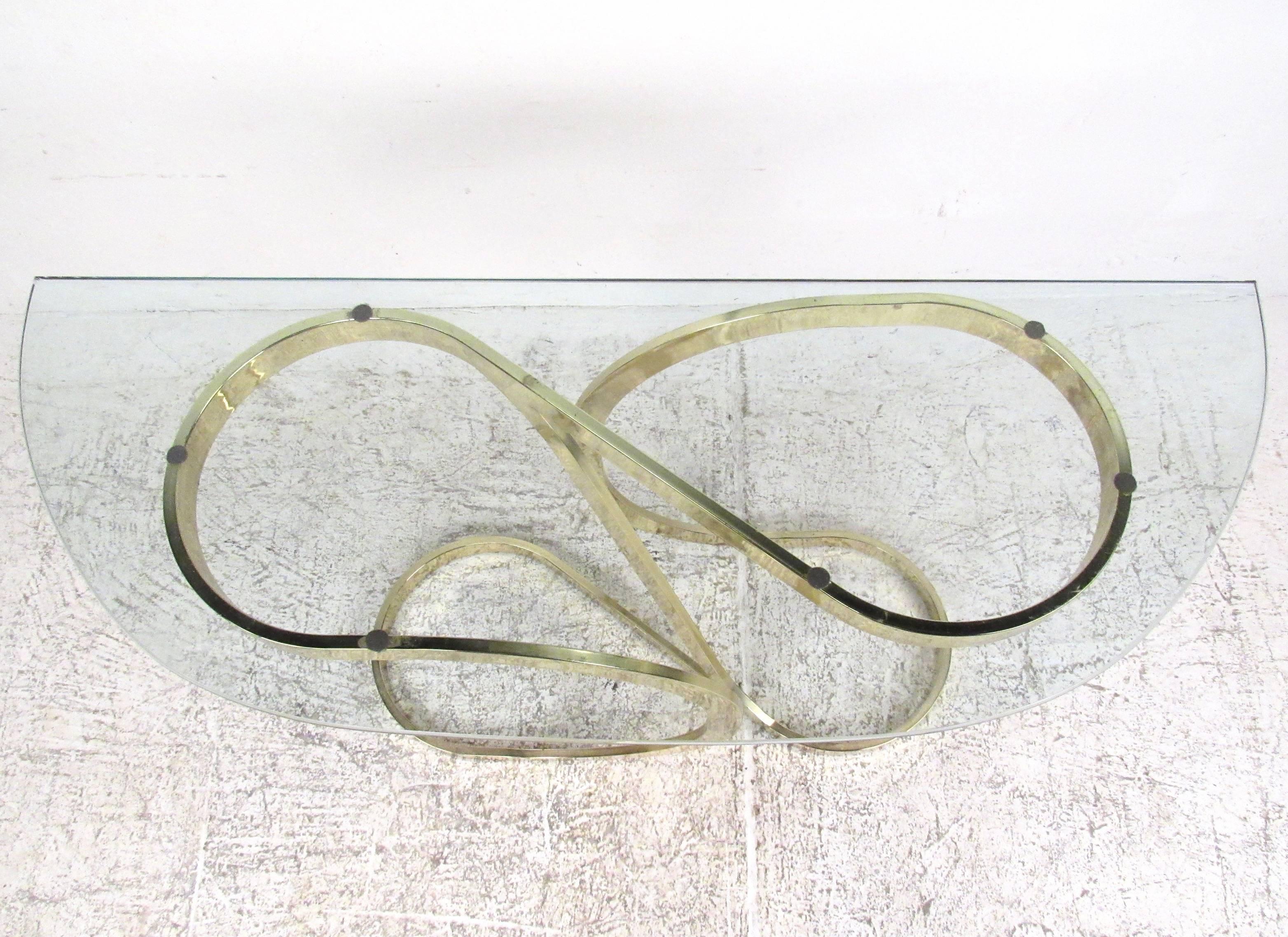 Mid-Century Modern Brass Infinity Console Table For Sale at 1stDibs