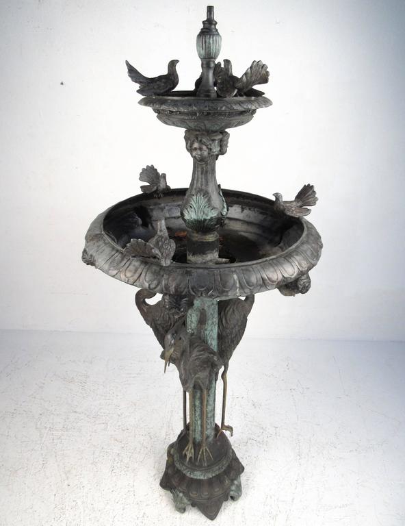 Spectacular Two-Tier Bronze Garden Fountain with Water Feature For Sale ...