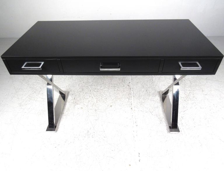 Contemporary Modern Desk With Chrome Base For Sale at 1stDibs ...