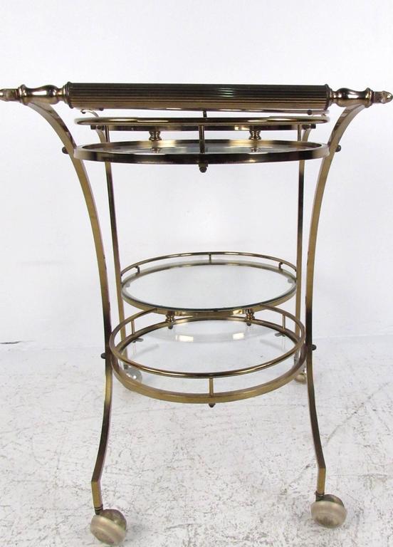 Mid-Century Modern Circular Brass Bar Cart For Sale at 1stDibs