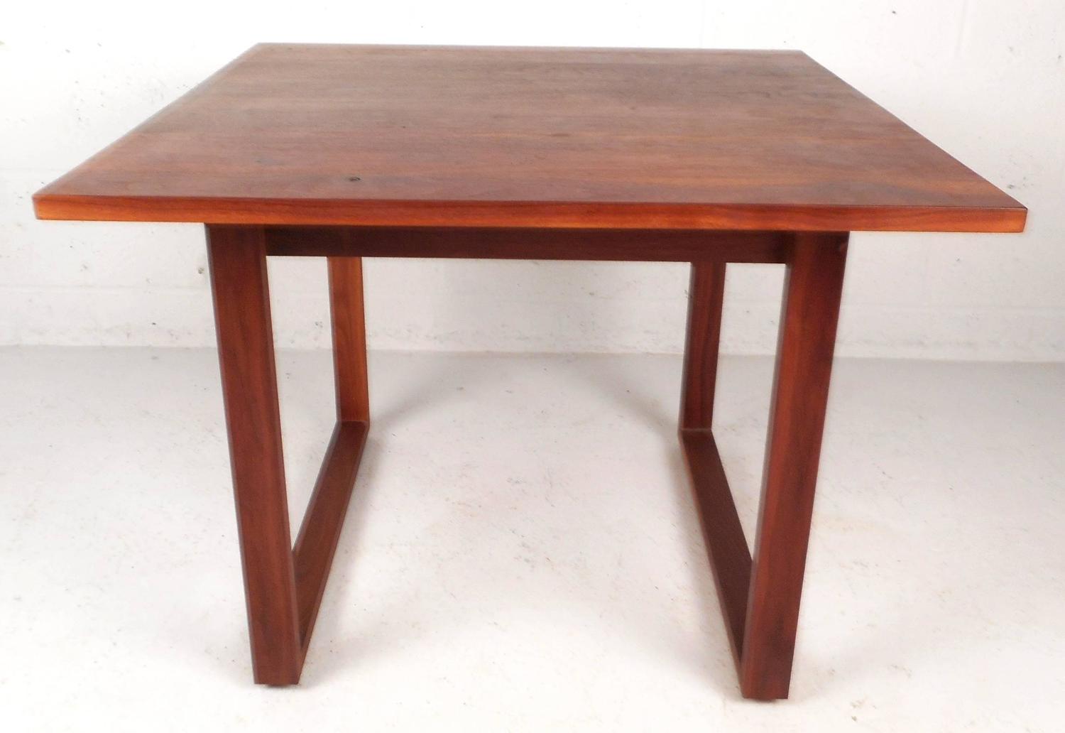 Mid-Century Modern Walnut Side Table with Sled Legs For Sale at 1stdibs
