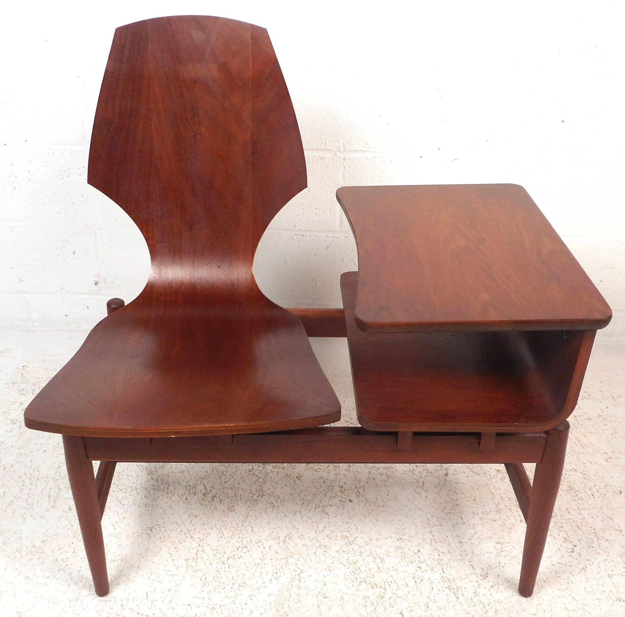 Mid-Century Modern Scandinavian Rosewood Telephone Table and Side Chair ...
