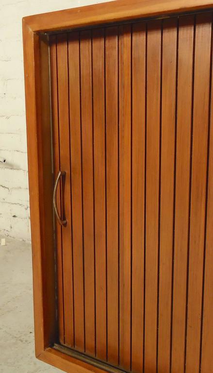 Mid-Century Modern Sliding Door Cabinet at 1stDibs