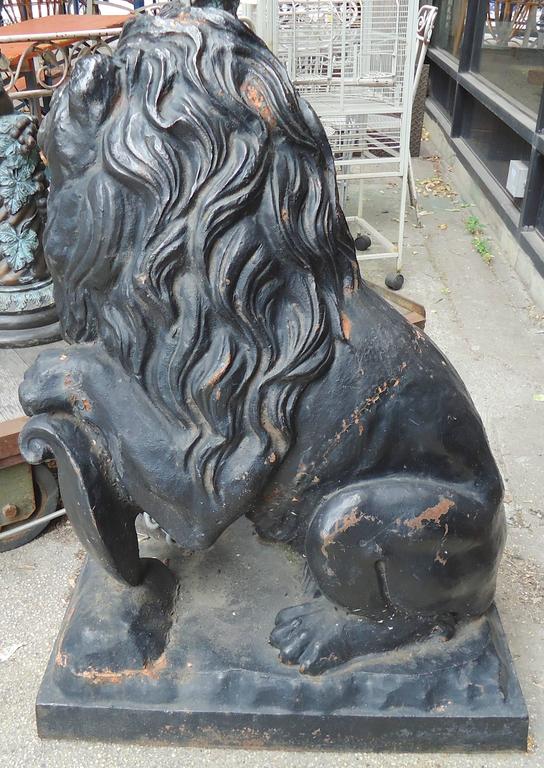 Pair of Cast Iron Lions For Sale at 1stDibs | antique cast iron lion ...