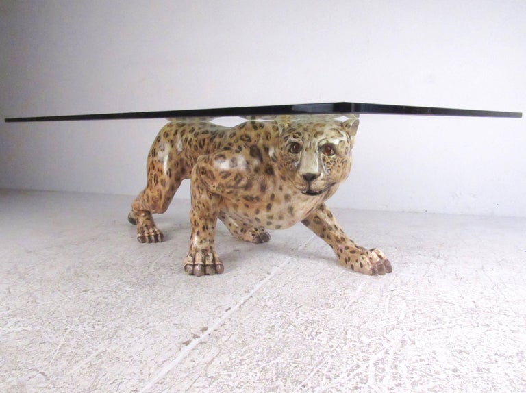 Impressive Carved Wood Leopard Coffee Table For Sale at 1stDibs ...