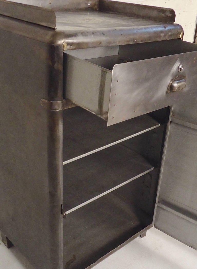 Restored Metal Factory Cabinet For Sale at 1stDibs