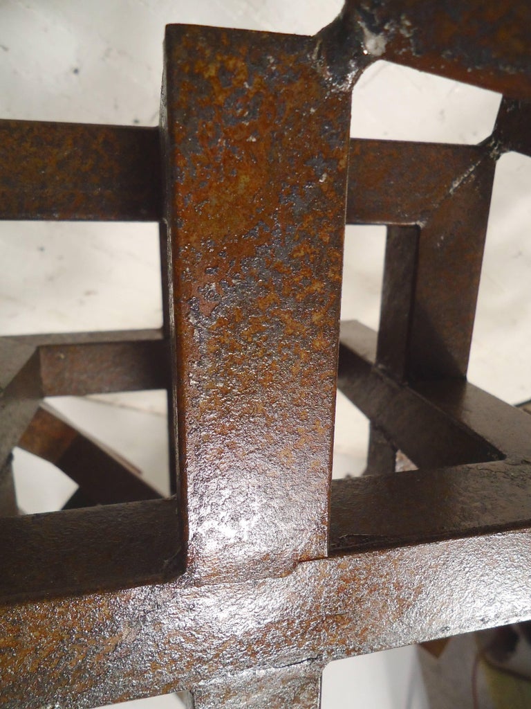 Pair of Iron Geometric Sculptures For Sale at 1stDibs