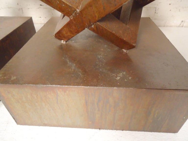 Pair of Iron Geometric Sculptures For Sale at 1stDibs
