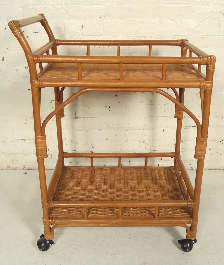 Wicker Rolling Cart For Sale at 1stDibs