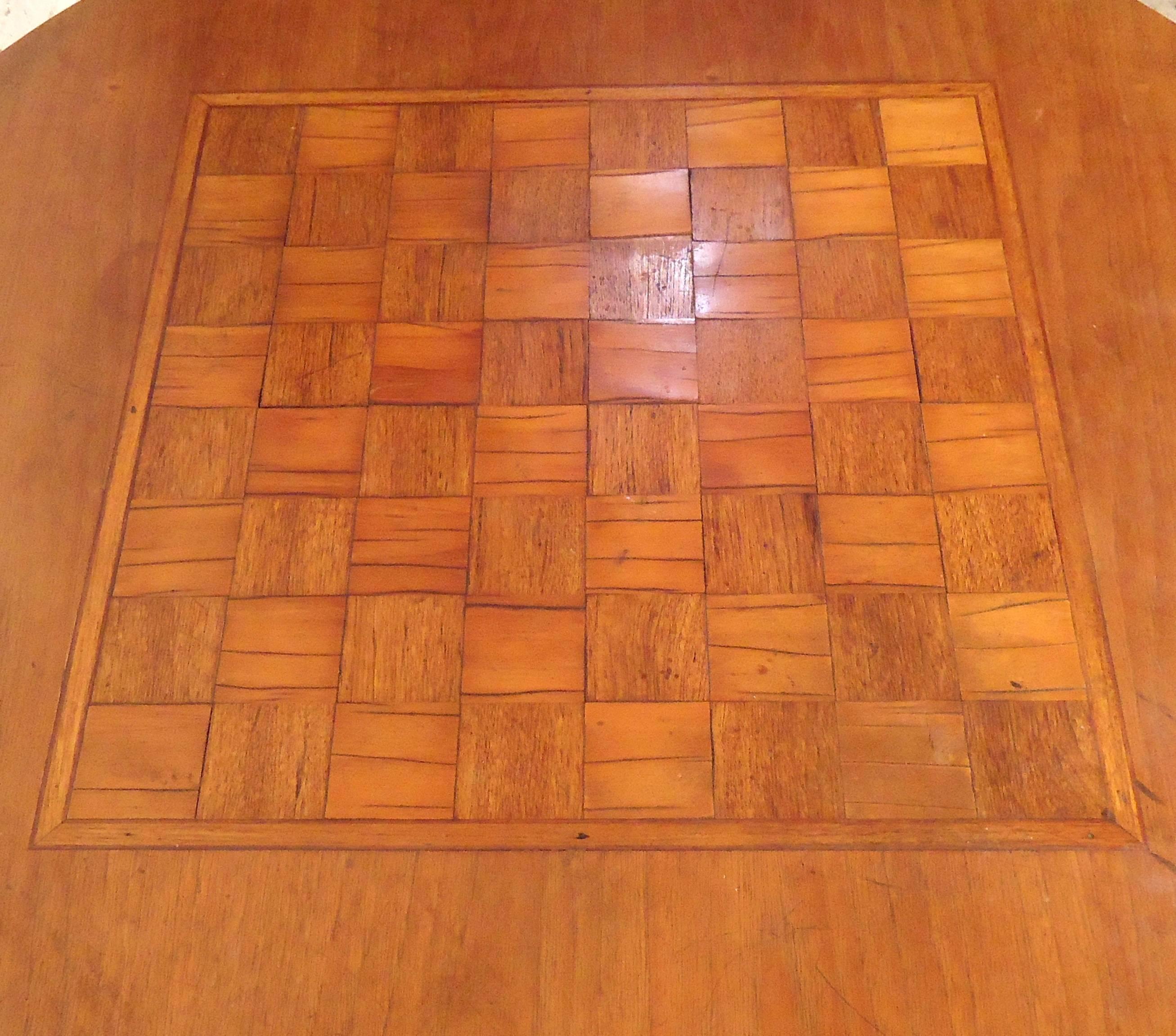 Vintage Round Table with Chess Board Inlay at 1stDibs | round chess table