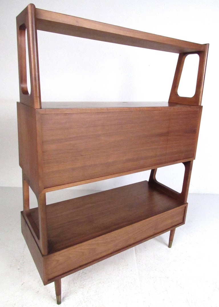 Vintage Walnut Drop Front Bookshelf For Sale at 1stDibs