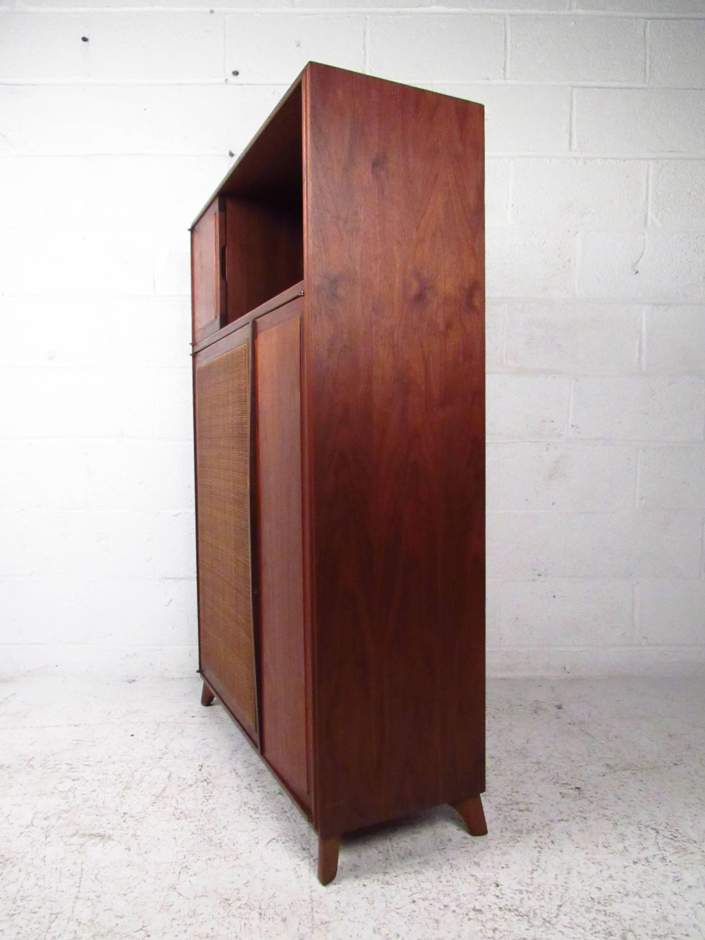 Unique Mid-Century Modern Cane Front Storage Cabinet at 1stDibs | cane ...