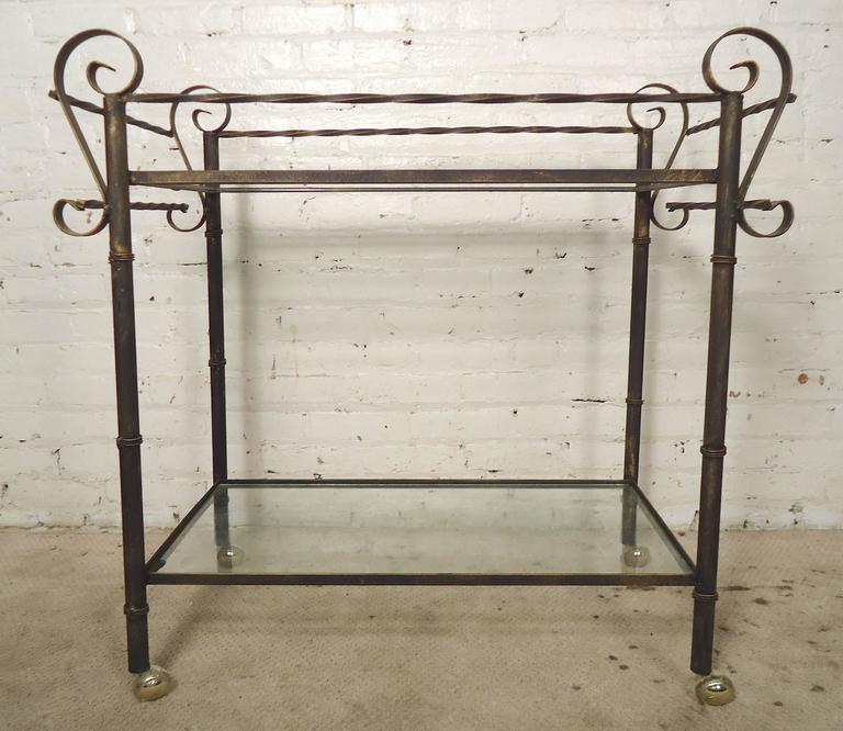 Vintage Iron Bar Cart For Sale at 1stDibs