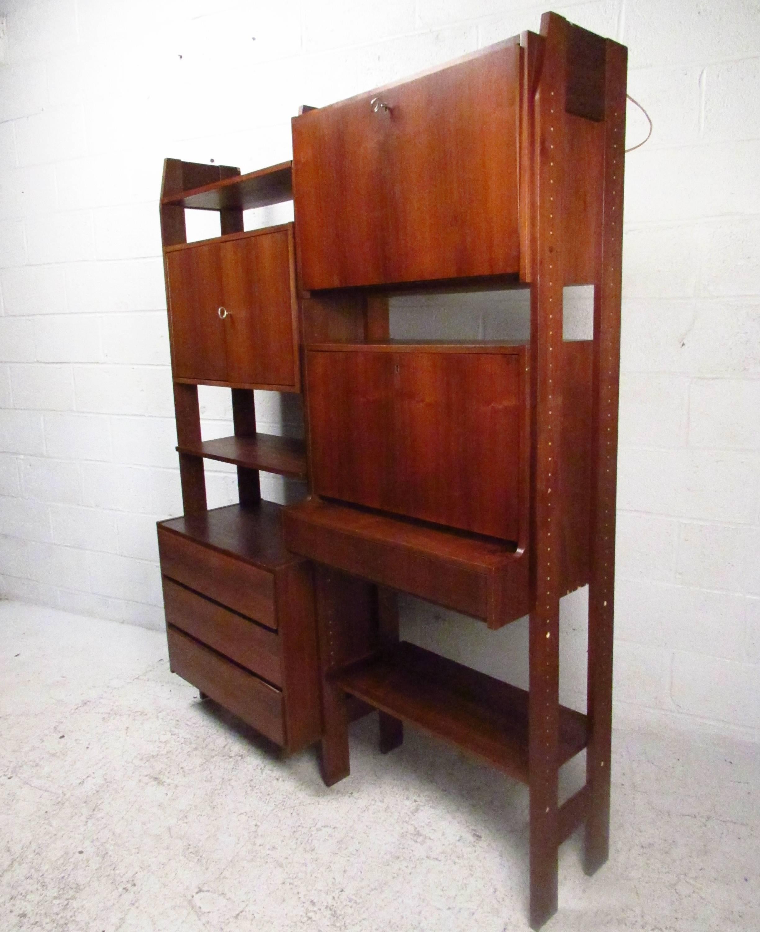 Mid-Century Modern Teak Wall Unit For Sale at 1stDibs | mid century ...