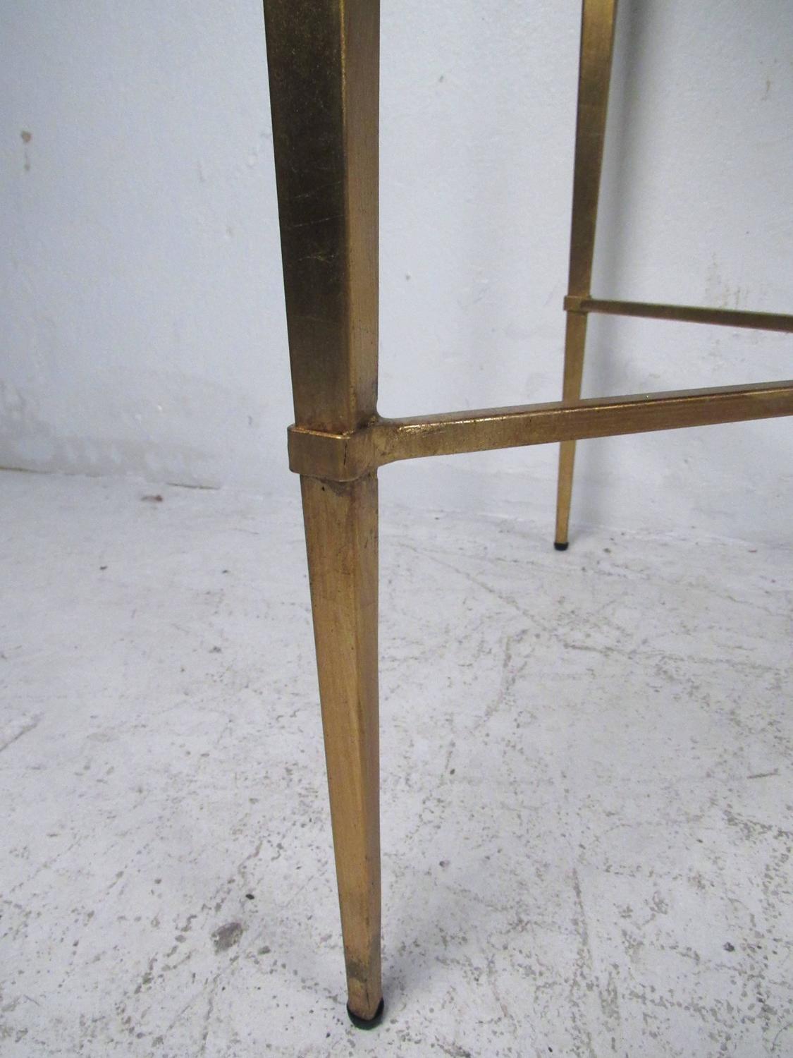 Mid-Century Gold Leaf Style Mirrored Console Table at 1stdibs