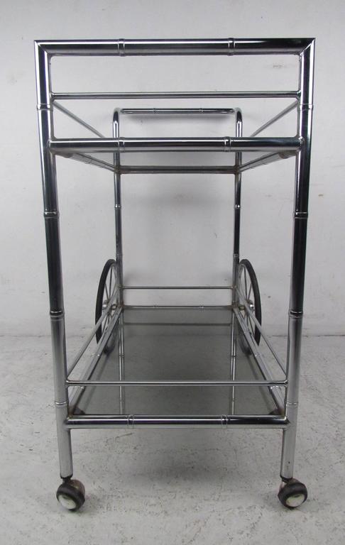 Vintage Chrome Bar Cart For Sale at 1stDibs | chrome serving cart