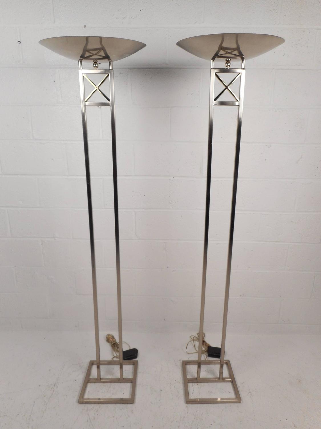 Mid-Century Modern Chrome Torchiere Floor Lamps For Sale at 1stdibs