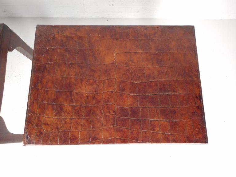 Mid-Century Modern Alligator Embossed Leather Top End Tables For Sale ...