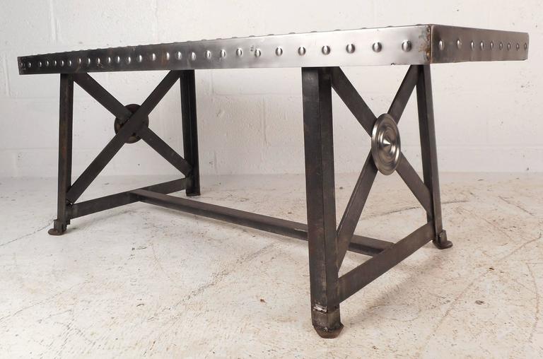 Vintage Industrial Metal Coffee Table For Sale at 1stDibs