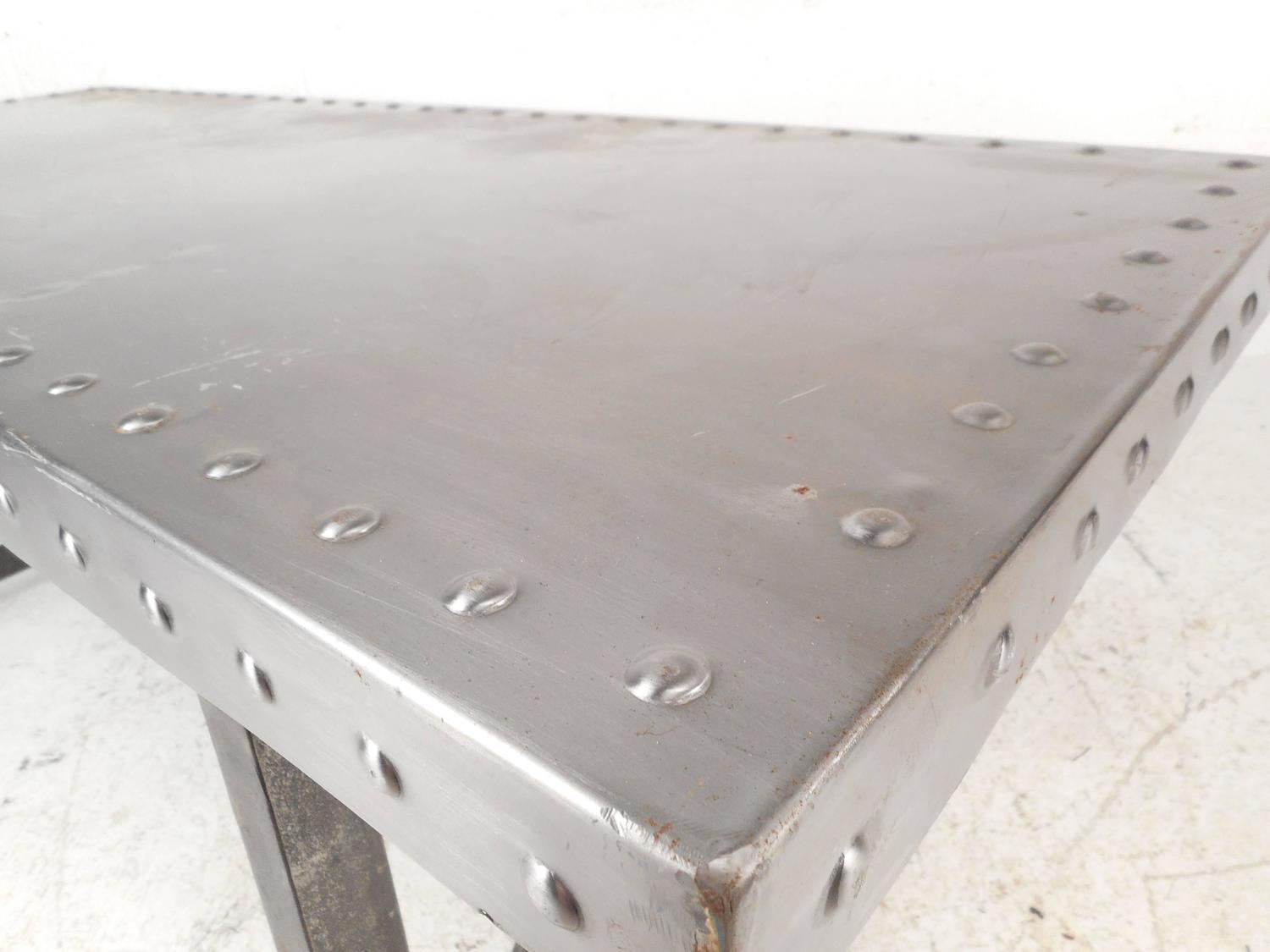 Vintage Industrial Metal Coffee Table For Sale at 1stdibs