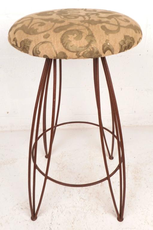 Unique Set of Mid-Century Modern Wrought Iron Bar Stools For Sale at ...