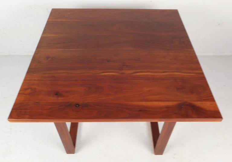 Mid-Century Modern Walnut Side Table with Sled Legs For Sale at 1stDibs