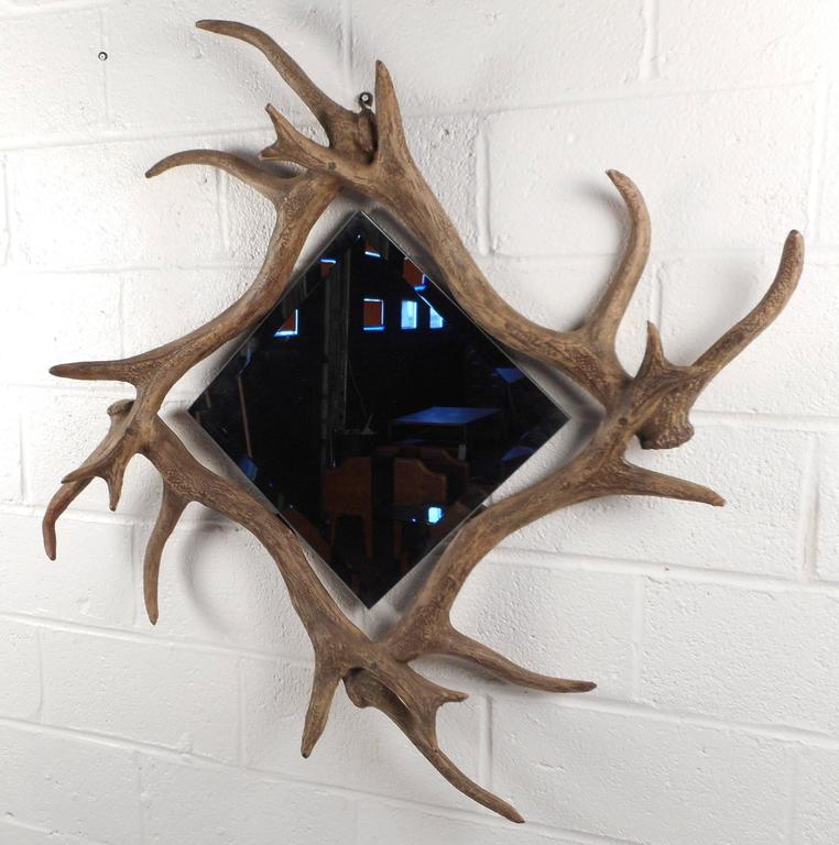 Contemporary Modern Faux Deer Antler Wall Mirror For Sale at 1stDibs