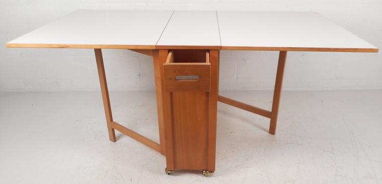 Mid-Century Modern Compact Drop-Leaf Dining Table with Chairs at ...