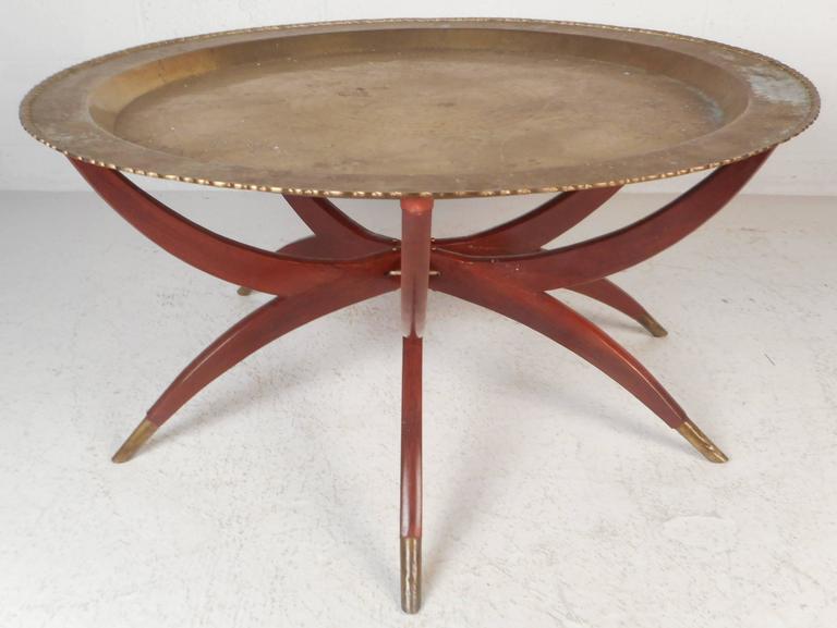 Mid-Century Modern Moroccan Style Etched Brass Tray Table For Sale at ...