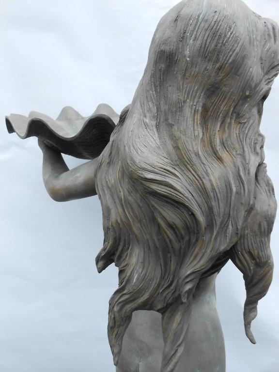 Large Bronze Fountain with a Woman Holding a Shell at 1stDibs