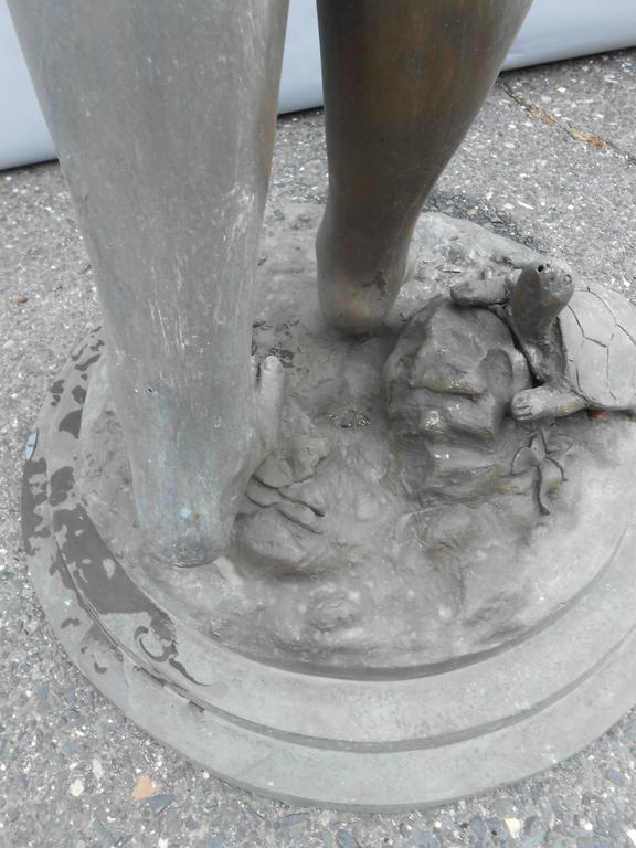 Large Bronze Fountain with a Woman Holding a Shell at 1stDibs