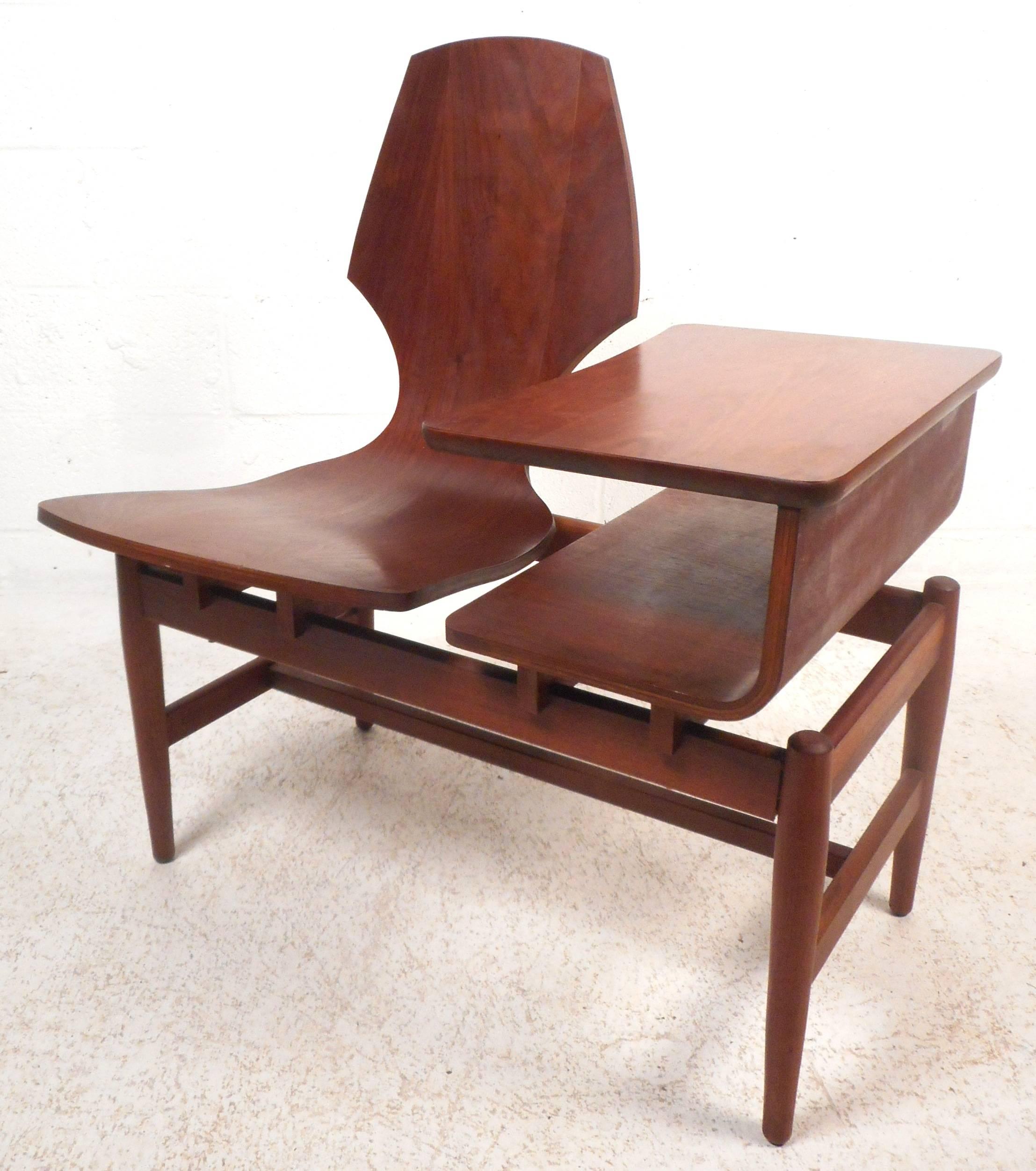 Mid-Century Modern Scandinavian Rosewood Telephone Table and Side Chair ...