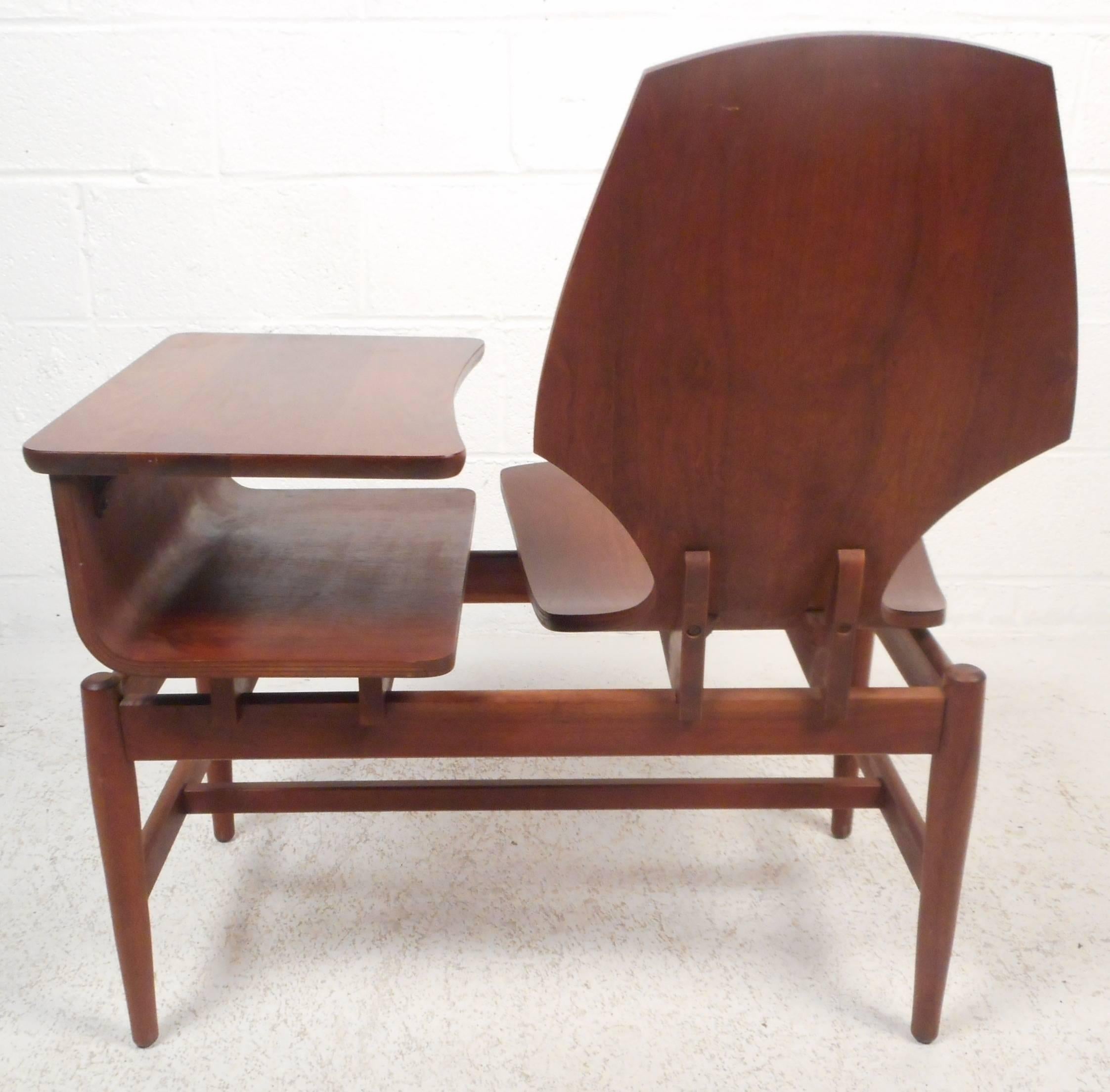 Mid-Century Modern Scandinavian Rosewood Telephone Table and Side Chair ...