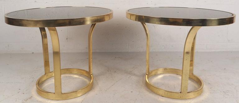 Mid-Century Modern Brass End Tables in the Style of Milo Baughman For ...