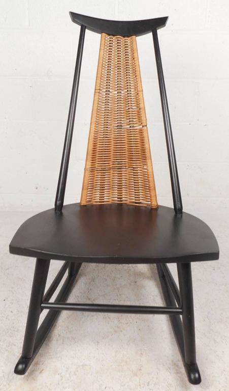 Mid-Century Modern Danish Rocking Chair with a Woven Back Rest For Sale ...