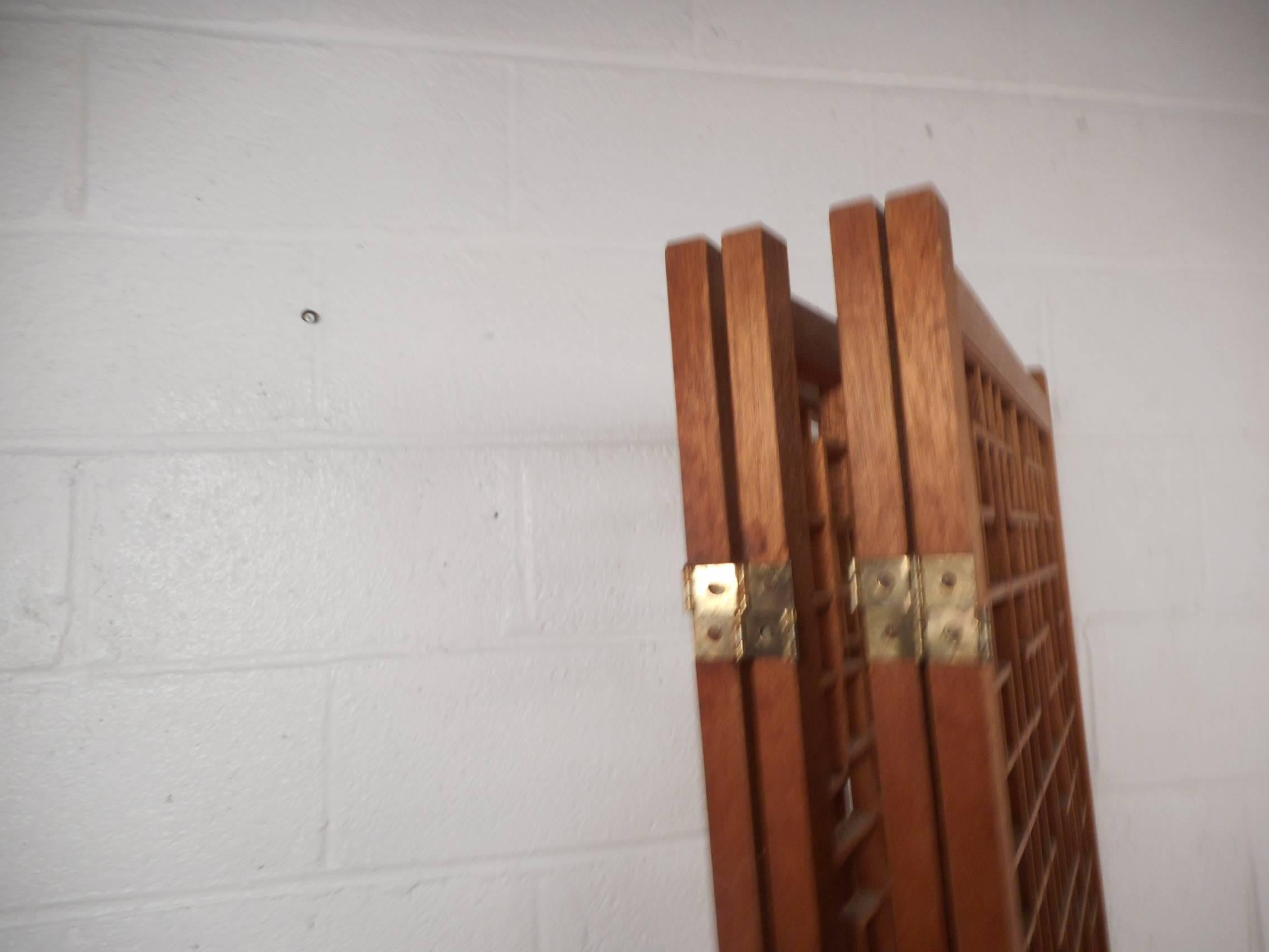 Mid-Century Modern Teak Four-Panel Lattice Folding Wall Divider For ...
