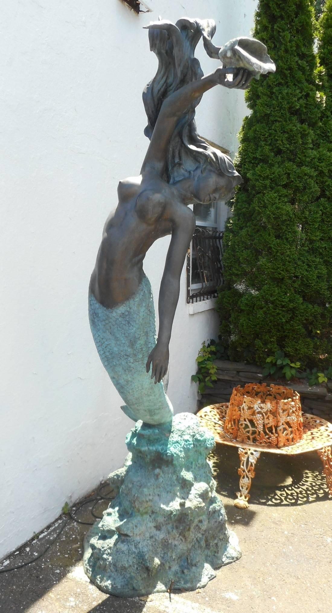 Bronze Mermaid Fountain with Flowing Hair For Sale at 1stDibs | hair ...