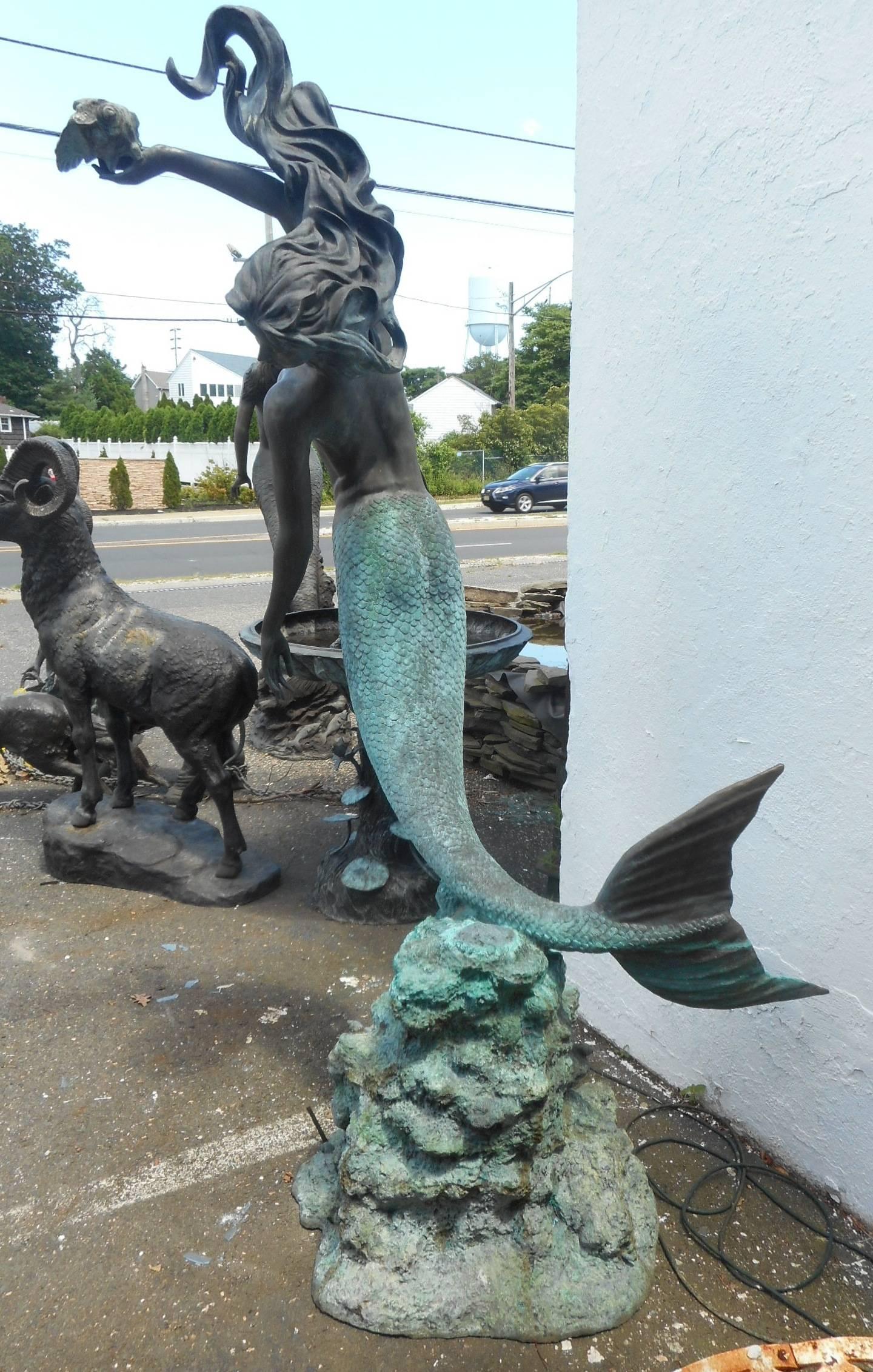 Bronze Mermaid Fountain with Flowing Hair For Sale at 1stDibs | hair ...